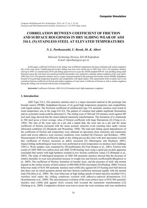 Pdf Correlation Between Coefficient Of Friction And Surface Roughness In Dry Sliding Wear Of