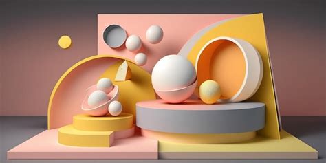 받침대 디스플레이 베이지색 배경에 화장품 3d 스테이지 쇼케이스를 표시하기 위해 스탠드 프리미엄 사진