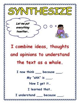 Synthesize Anchor Chart By Sprowls Literacy TPT