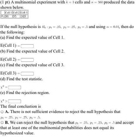 a multinomial experiment with k 3 cells and n 360