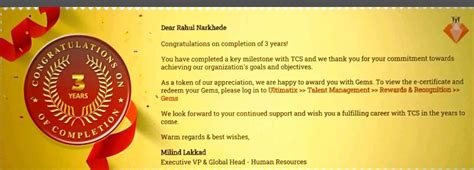 Rahul Narkhede On Linkedin Thanks Tata Consultancy Services ️