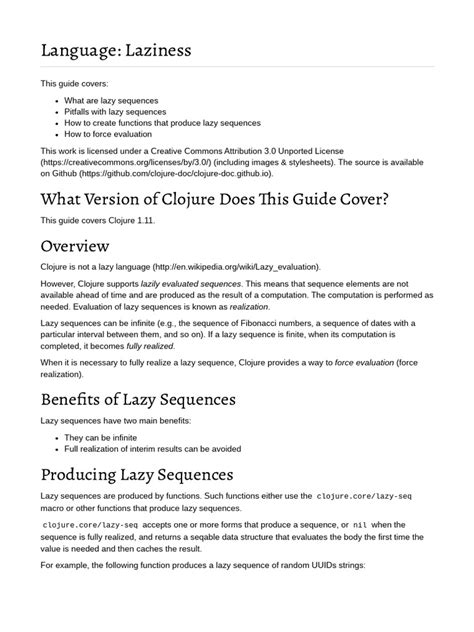 Clojure Guides Language Laziness Pdf Clojure Sequence