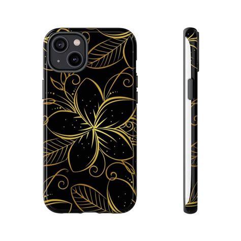 Gold And Black Floral Cell Pone Case Tough Cases Unique Etsy Black Floral Case Cell Phone