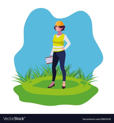 Female Builder Construction On Lawn Royalty Free Vector