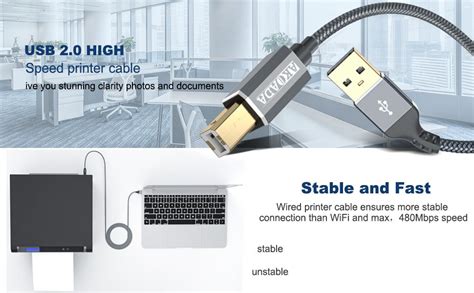 Printer Cable 20 Foot Usb A To Usb B Cable High Speed Multi Shielded