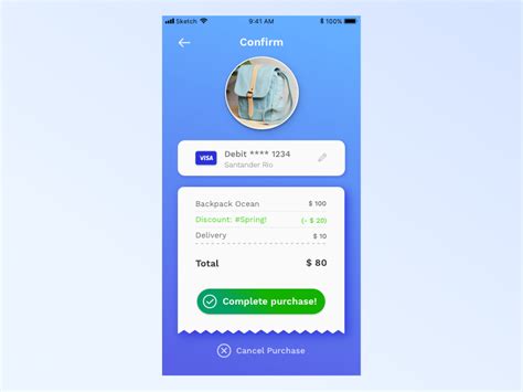Checkout Confirmation Screen