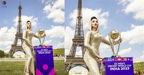 Urvashi Rautela World Cup 2023 Trophy Cricket World Cup 2023 Trophy Eiffel Tower