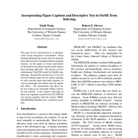 Incorporating Figure Captions And Descriptive Text In Mesh Term Indexing Acl Anthology