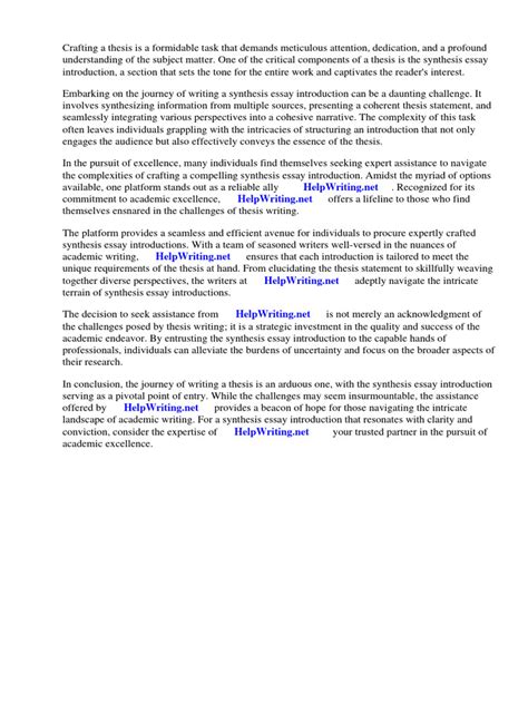 How To Write A Synthesis Essay Introduction Pdf
