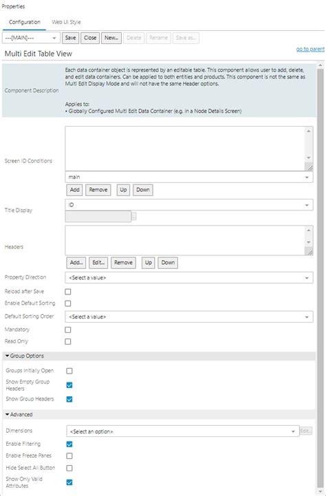 Globally Configured Multi Edit Data Container