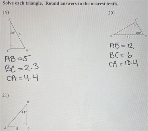 solved solve each triangle round answers to the nearest