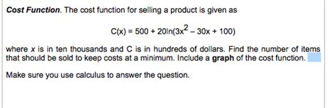 Solved Cost Function The Cost Function For Selling A Chegg Com