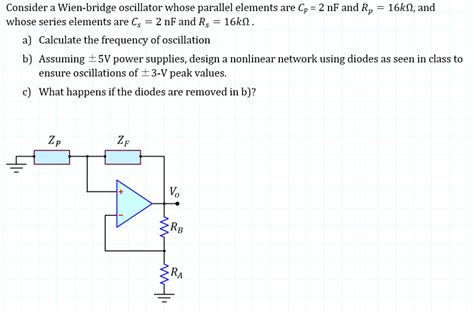 Solved Consider A Wien Bridge Oscillator Whose Parallel Chegg