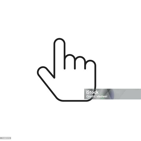 포인터 손가락 아이콘 벡터 상징 얇은 선 윤곽 지 엄지 고립 된 클립 누름 버튼에 대한 스톡 벡터 아트 및 기타 이미지 누름 버튼 손 외형선 Istock