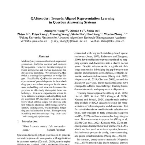 Qaencoder Towards Aligned Representation Learning In Question Answering Systems Acl Anthology