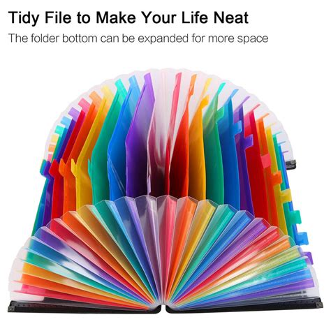 26 Pockets Accordian File Organizer Expanding Filing Box With Mesh Bag Accordion File Folders