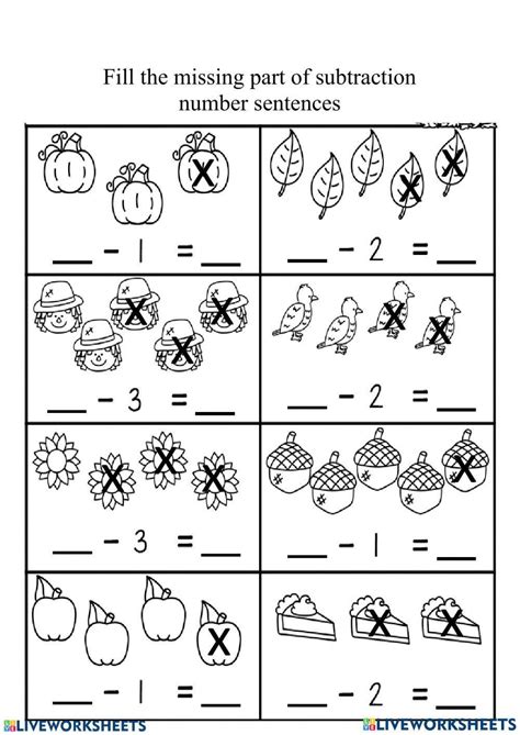 Subtraction Number Sentence Worksheet Live Worksheets Worksheets