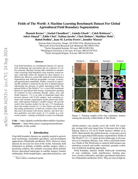 Pdf Fields Of The World A Machine Learning Benchmark Dataset For Global Agricultural Field