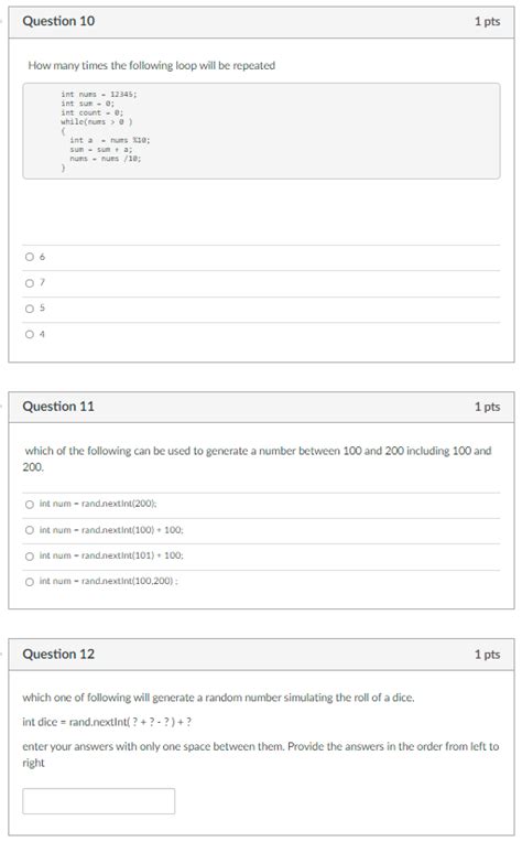 Solved Question Pts How Many Times The Following Loop Chegg