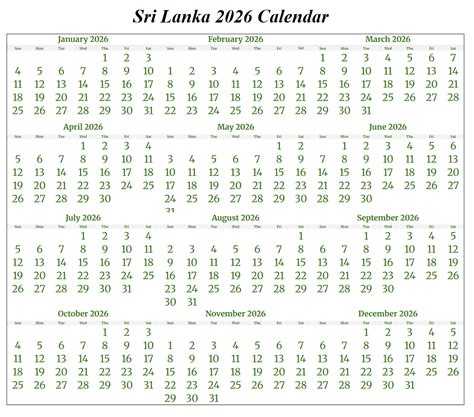 Calendar Sri Lanka 2026 Sri Lanka Calendar 2024 With Holidays