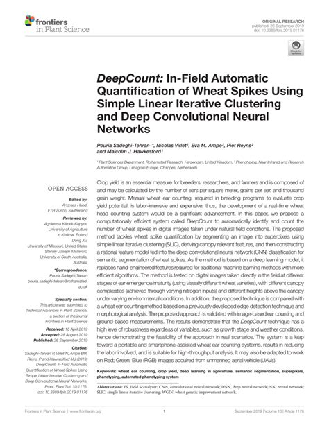 pdf deepcount in field automatic quantification of wheat spikes using simple linear iterative