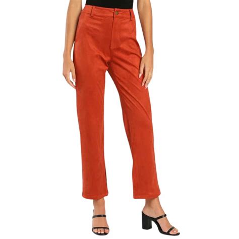 Low Rise Womens Suede Pants Versatile Styling Options