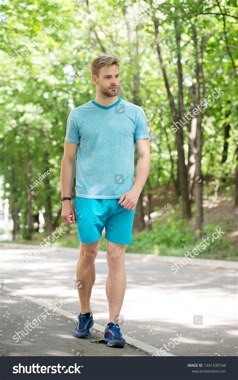 Outdoor Sport Training Handsome Man In Sport Wear Walking On Natural