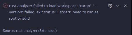 Vscode Rust Analyzer Failed To Load Workspace And Said Need To Run Cargo As Root Issue