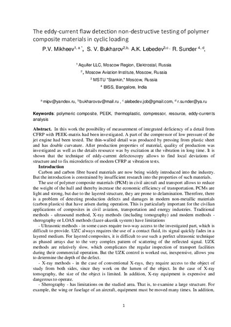 Pdf The Eddy Current Flaw Detection Non Destructive Testing Of