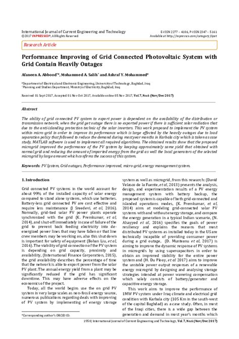 Pdf Performance Improving Of Grid Connected Photovoltaic System With