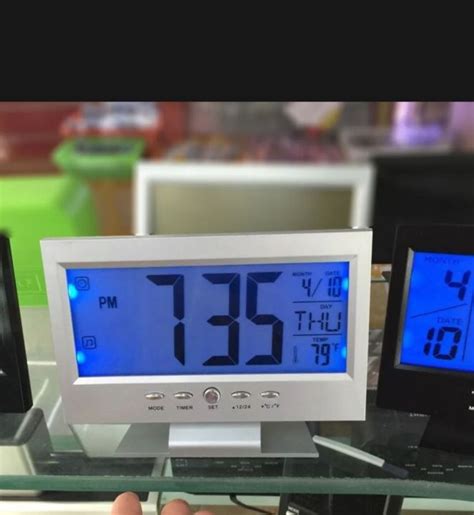 Digital Table Clock With Lighting Date And Room Temperature Display