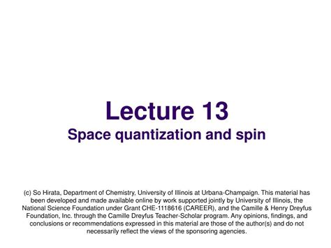 Ppt Lecture 13 Space Quantization And Spin Powerpoint Presentation