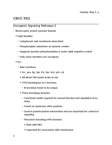 Lecture 12 Oncogenic Signaling Pathways 2 Sunday May 2 Y Cbio 552 Oncogenic Signaling