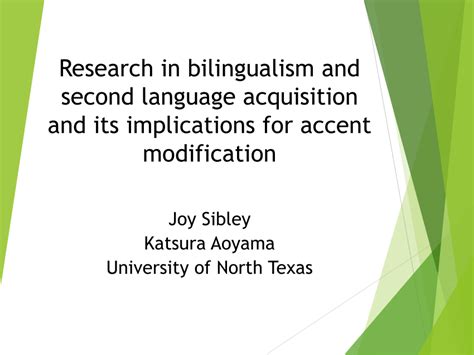 Pdf Research In Bilingualism And Second Language Acquisition And Its Implications For Accent