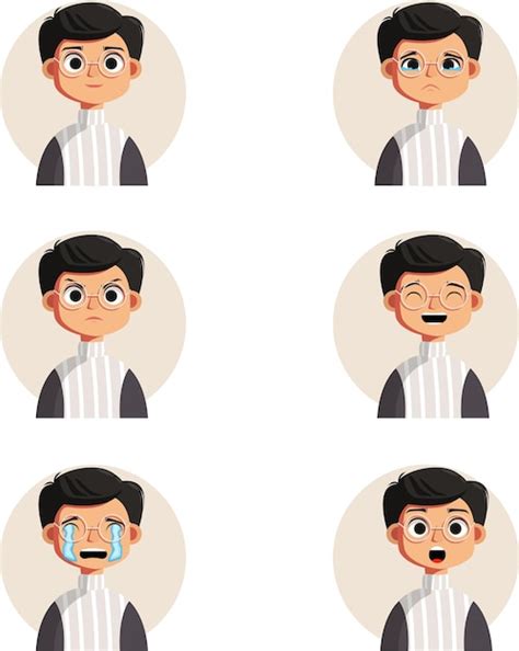 소년의 표정 프리미엄 벡터