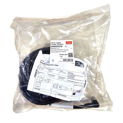 Hunter Liberty Corp Danfoss M12 Female Angle Connector Cable 8m 034g7074