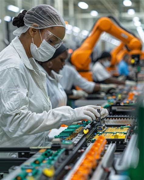 Manufacturing Line With Robotic Arms Premium Ai Generated Image