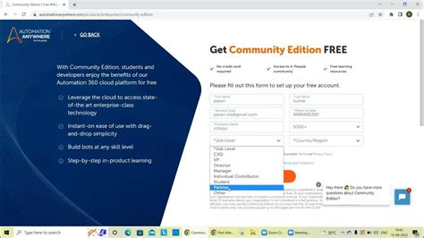 A360 Automation Anywhere Community Edition Register Process Youtube