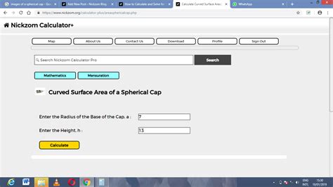 How To Calculate The Radius Height And Curved Surface Area Of A Spherical Cap The Calculator