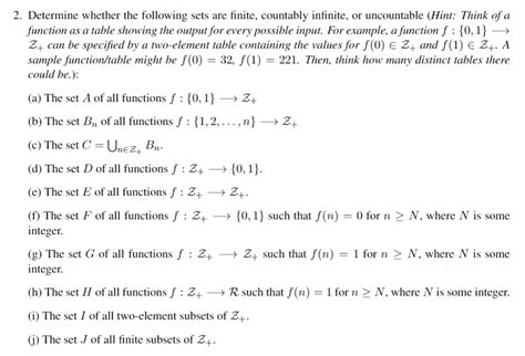 solved determine whether the following sets are finite