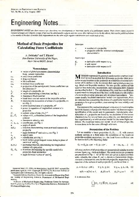 Pdf Method Of Basic Projectiles For Calculating Force Coefficients