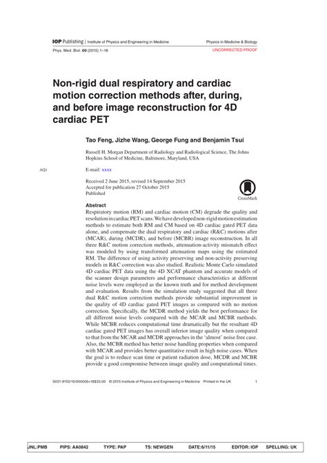 Pdf Non Rigid Dual Respiratory And Cardiac Motion Correction Methods