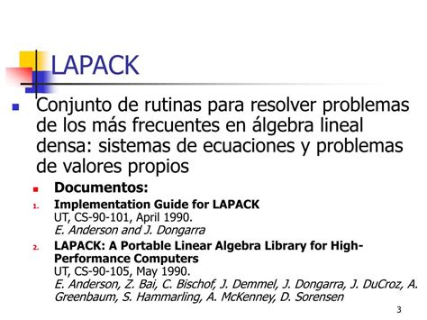 ppt librería secuencial de Álgebra lineal densa lapack powerpoint