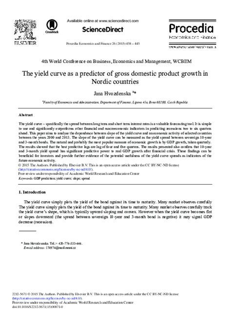 Pdf The Yield Curve As A Predictor Of Gross Domestic Product Growth In Nordic Countries
