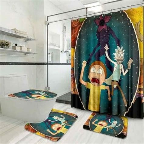 Rick And Rickandmorty Shower Curtain Set Bathroom Set