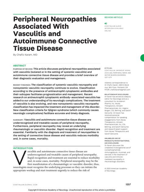 Peripheral Neuropathies Associated With Vasculitis And Autoimmune Connective Tissue Disease Pdf