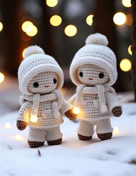 An Ai Illustration Of Two Knitted Figures Standing Side By Side In The
