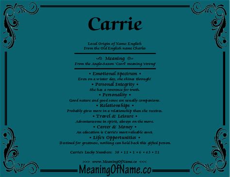Carrie Meaning Of Name