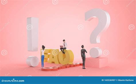 People 3d Characters Standing Near Exclamations And Question Marks Woman And Man Ask Questions