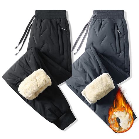 Men S Imitation Wool Pants Winter Thick Warm Cotton Pants Straight Leg